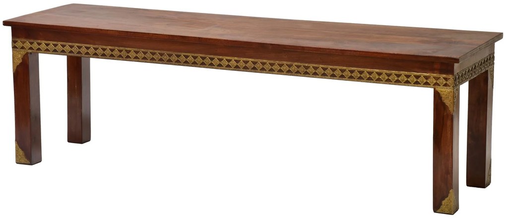 Sanu Babu Lavice z palisandrového dřeva zdobená mosazným kováním, 145x40x45cm