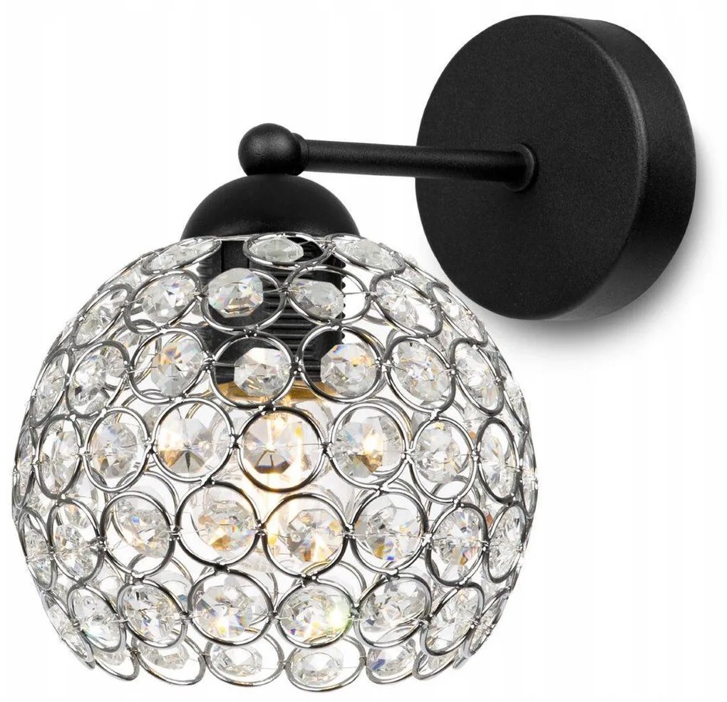 Nástěnné svítidlo Crystal 1, 1x stříbrné křišťálové stínítko