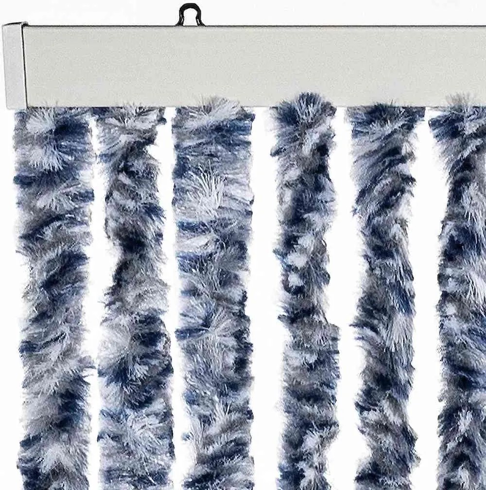 Závěs proti hmyzu modrý, bílý a stříbrný 90 x 220 cm Chenille 284274