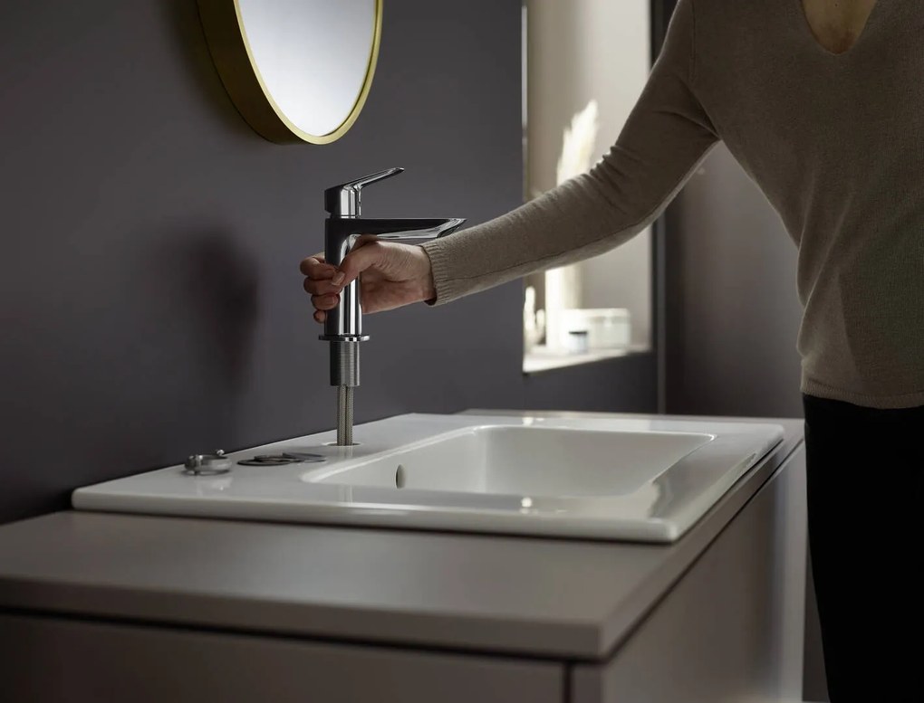 Hansgrohe Logis, umyvadlová baterie Fine 110, s výpustí Push-Open, EcoSmart, chromová, 71252000