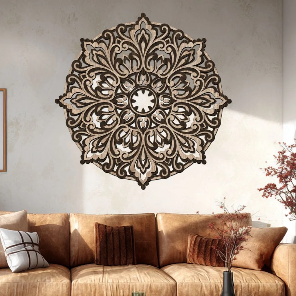 dřevo života 4 vrstvá mandala SEBEDŮVĚRU Rozměry (cm): 95x95, Zvolte barvu dekoru: Dub Sonoma-Wenge