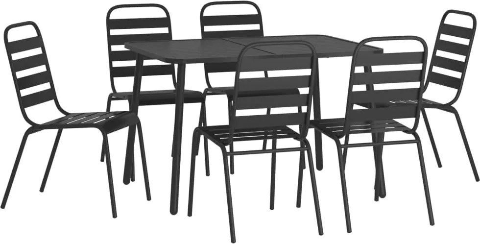 7dílný zahradní jídelní set antracitový ocel 3187992