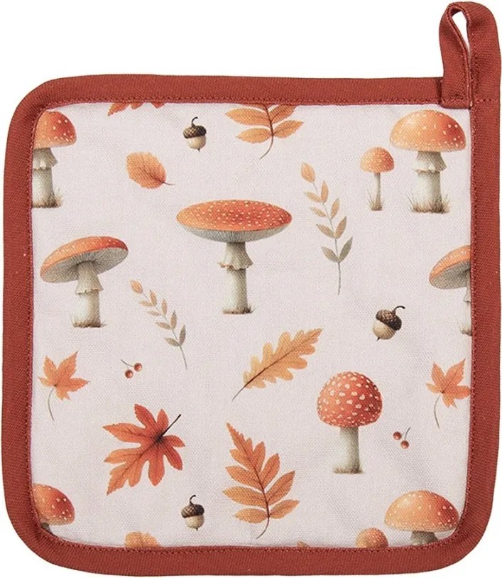 Béžová chňapka podložka s listy a muchomůrkami Autumn Leaves - 18*30 cm