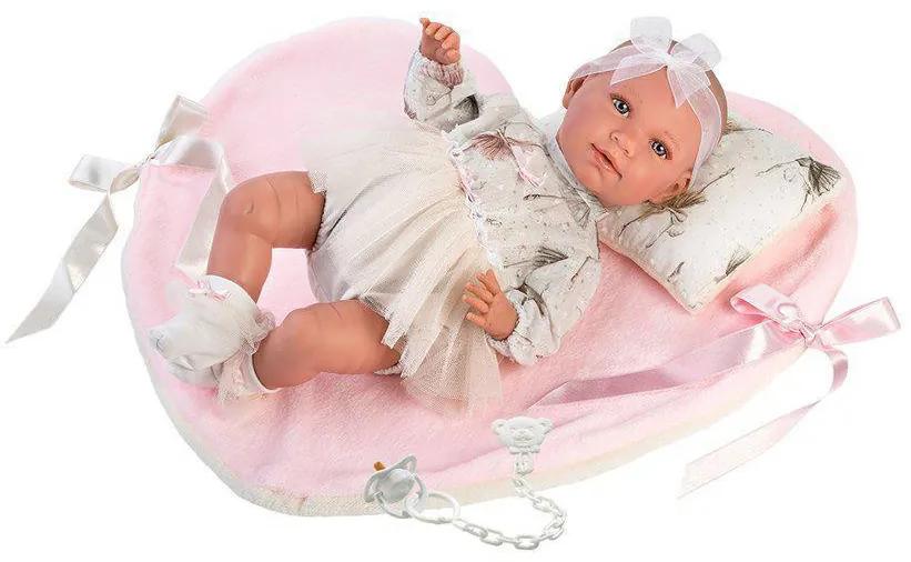 Llorens Obleček pro panenku miminko New Born velikosti 40-42 cm 2dílný bilý