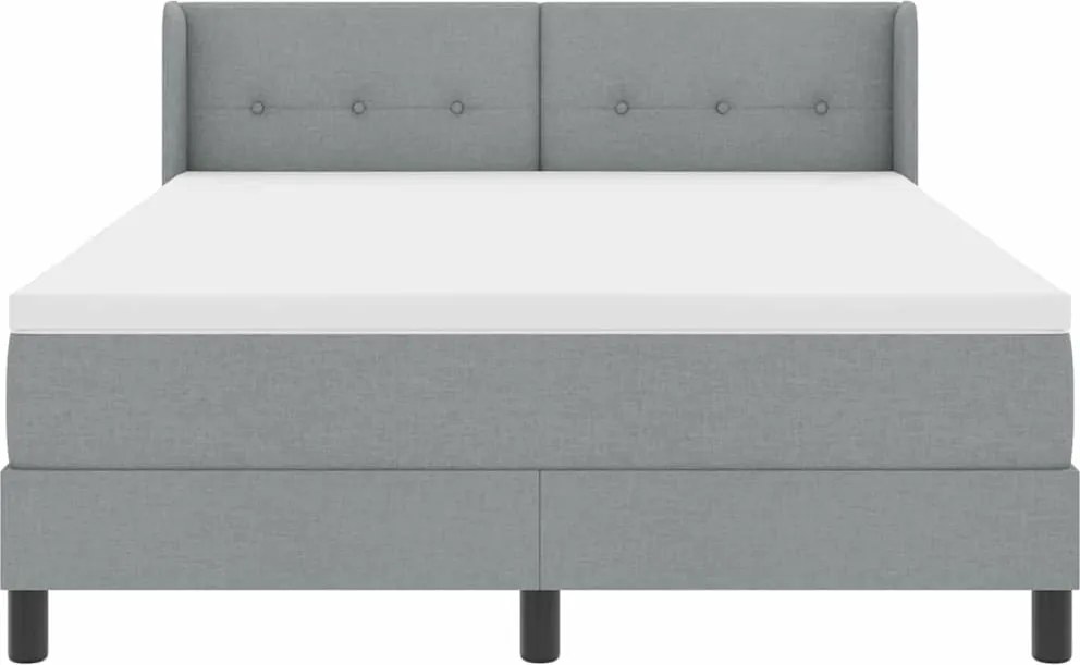 Postel s boxspringem s čelo Světle šedá 200 x 140 cm textil 3341104