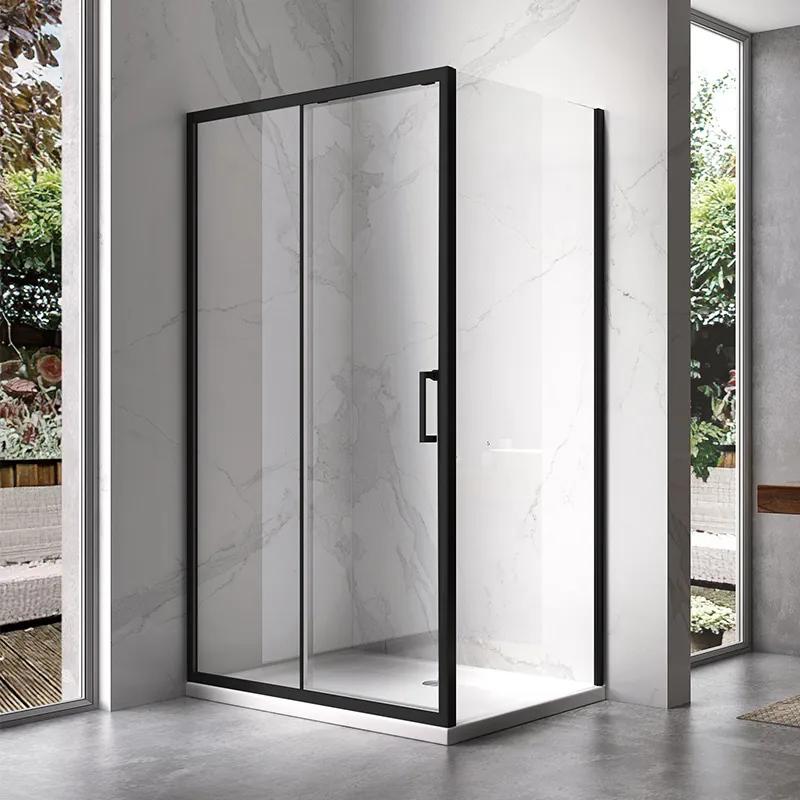 BPS-koupelny Obdélníkový sprchový kout HYD-OK103 90x80 černý/transparent + vanička HYD-OSV-ST03E bílá
