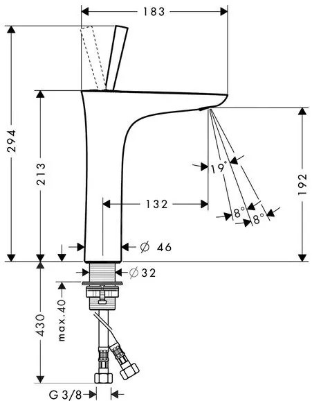 Hansgrohe PuraVida, páková umyvadlová baterie 200 s odtokovou soupravou Push-Open, bílá/chromová, 15081400