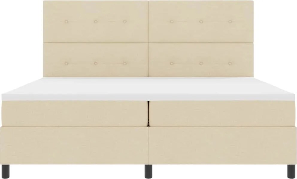 Postel s boxspringem s čelo Krémová 200 x 200 cm textil 3339418