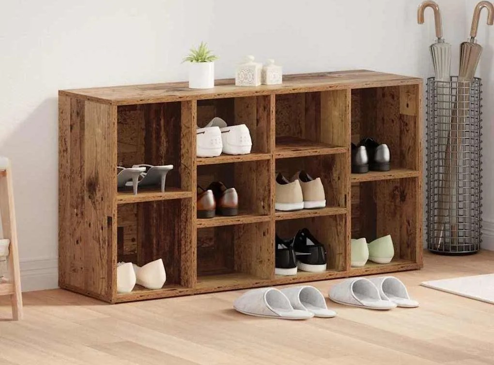 vidaXL Lavička na boty 103 x 30 x 54,5 cm Kompozitní dřevo [875160] Barva: Staré dřevo