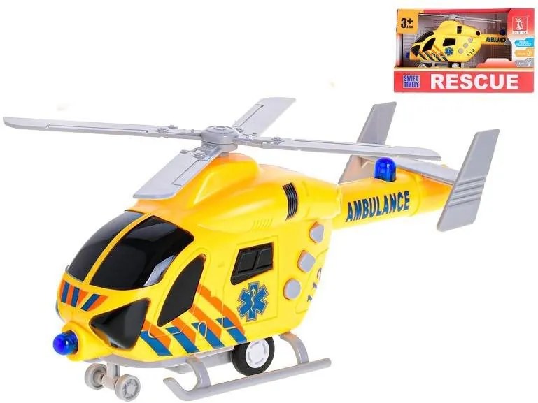 Mikro-trading helikoptéra ambulance, na setrvačník a baterie, se světlem a zvukem, 20 cm
