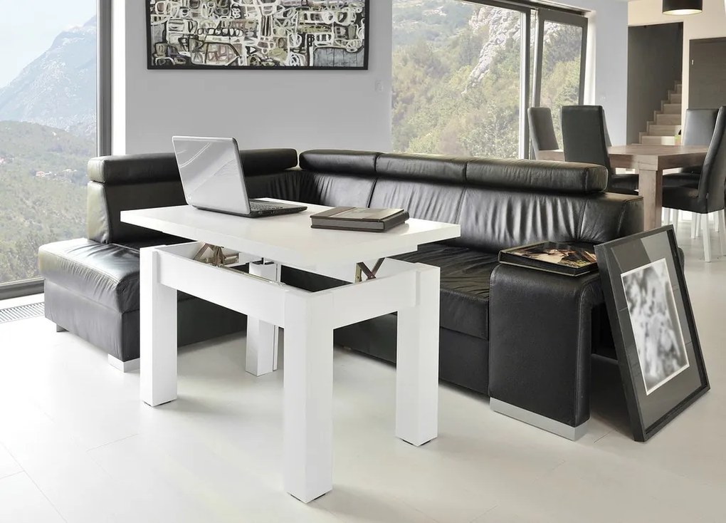 Mazzoni ASTORIA bílá, rozkládací, zvedací konferenční stůl, stolek