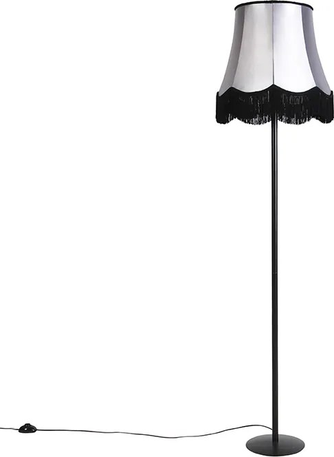 Retro stojací lampa černá se stínítkem Granny černý s šedou 45 cm - Simplo