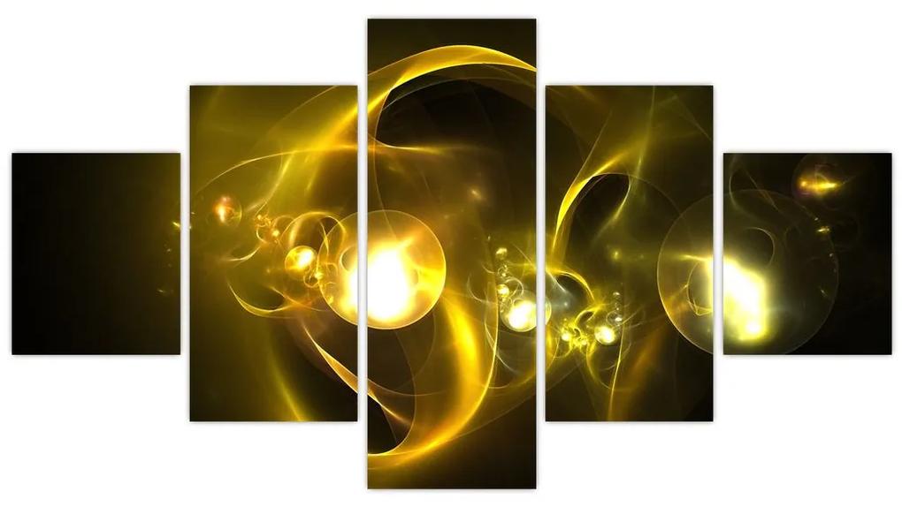Abstraktní obraz žlutých koulí (125x70 cm)