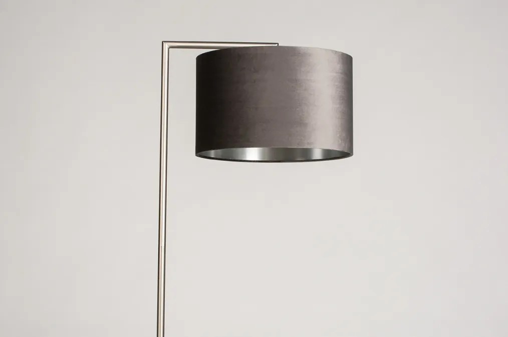 Stojací designová lampa Pallas Black and Silver Steel