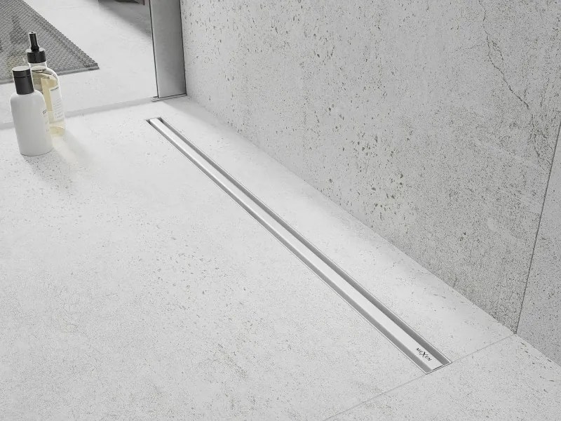 Mexen Flat nerezový sprchový žlab s rotačním 360° sifonem 60 cm, vzor SLIM, bílá, 1241060