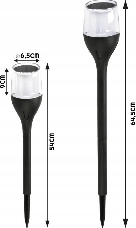 BERGE 12x Solární LED Lampa Svítilna S Plamenem 65 cm Silná PREMIUM
