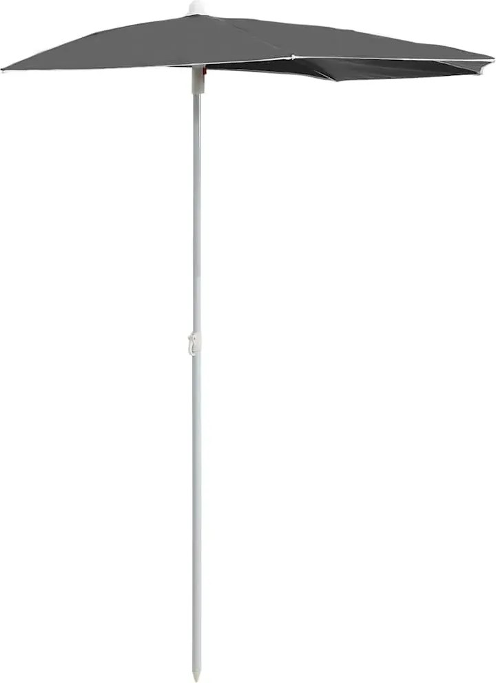 Zahradní půlkruhový slunečník s tyčí 180 x 90 cm antracitový 315561