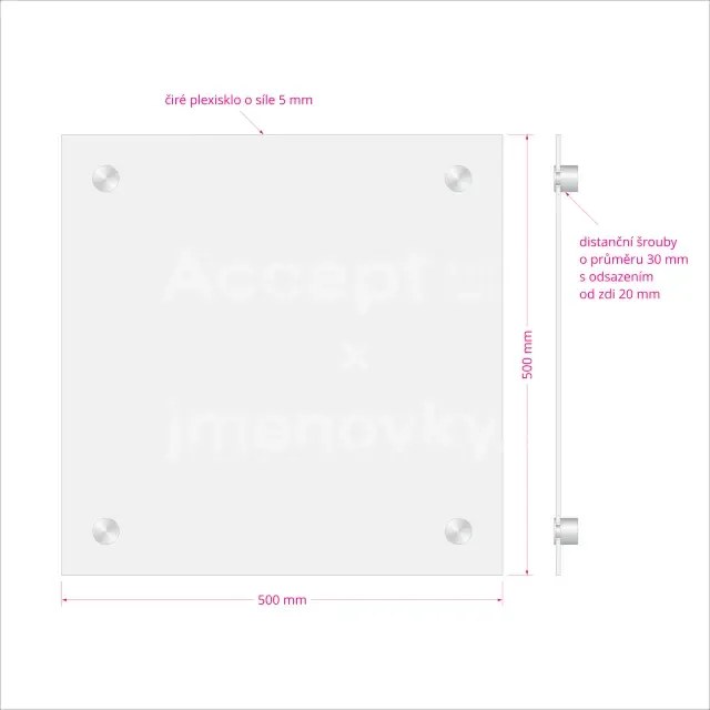 ACCEPT Hlavní orientační tabule Clear CL4 - rozměr 500 x 500 mm