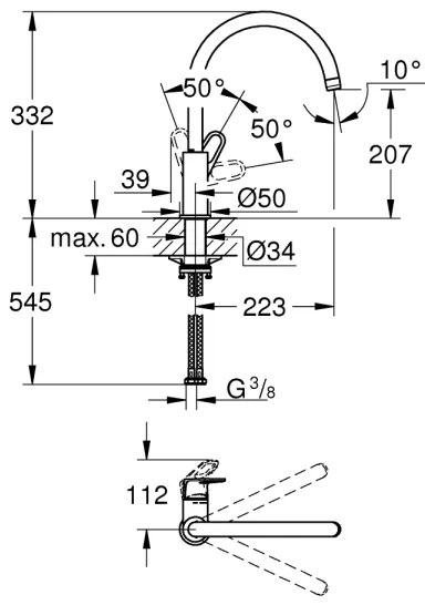 GROHE 31555001 - Dřezová baterie START FLOW 332 mm lesklý chrom