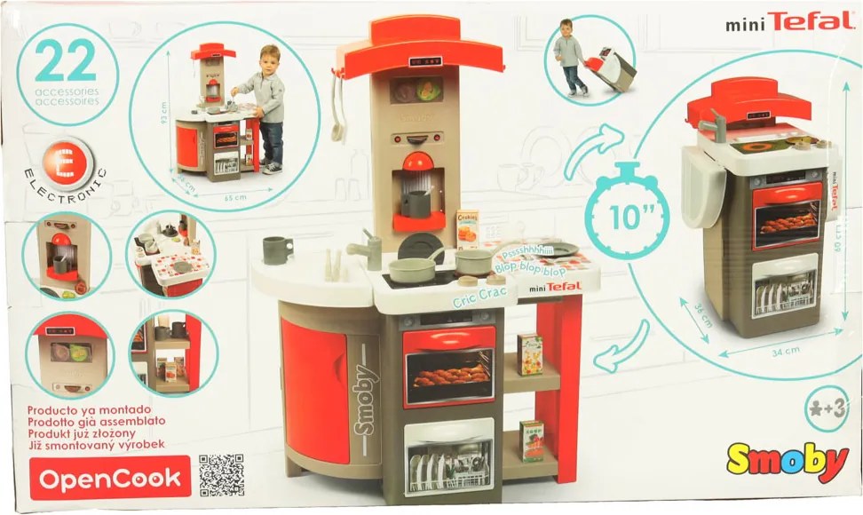 Tomido Dětská kuchyňka elektrické hořáky zvuky skládací kufřík na kolečkách