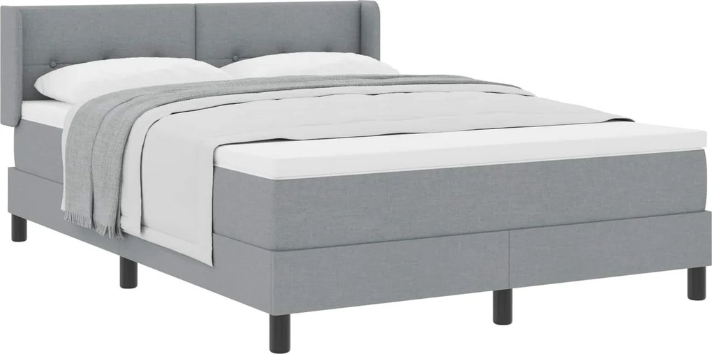 Postel s boxspringem s čelo Světle šedá 200 x 140 cm textil 3341104