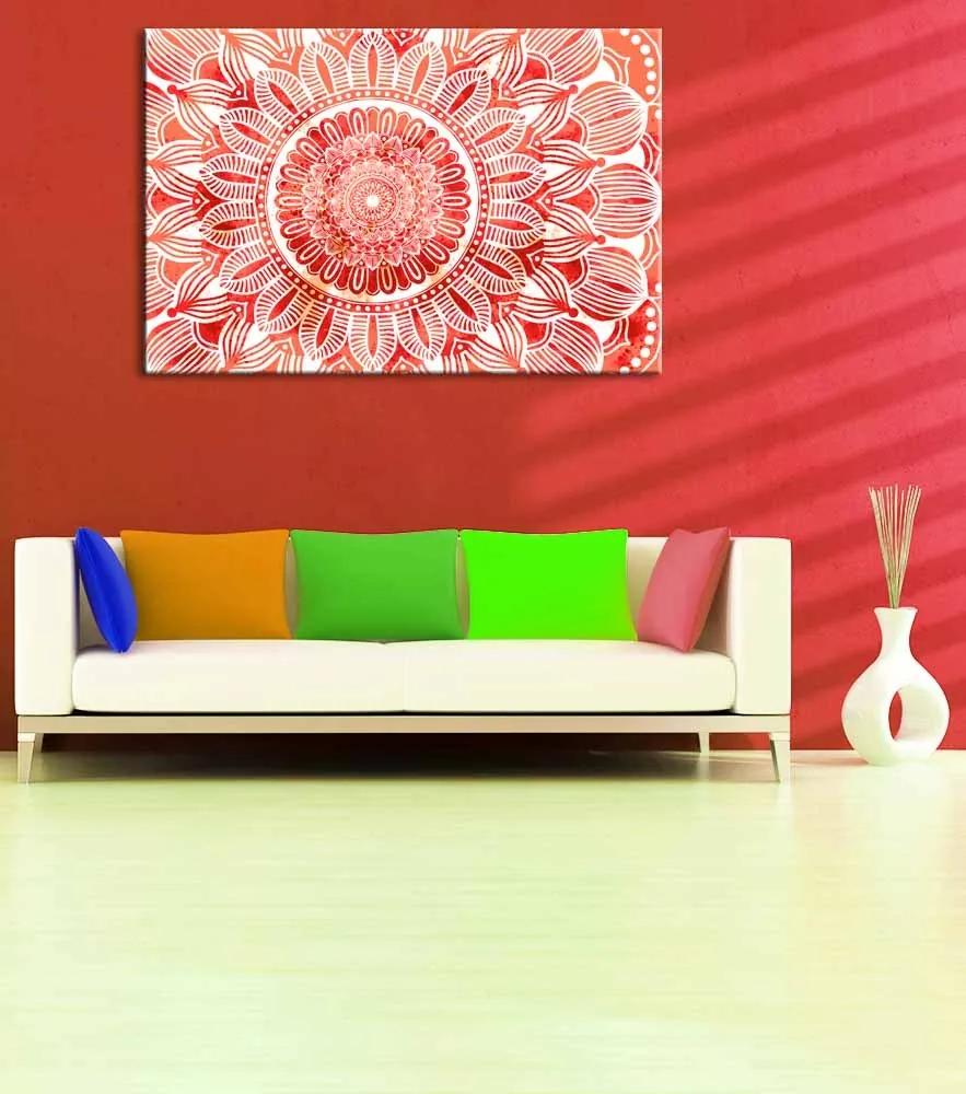 Malvis ® Obraz mandala červené slunce Velikost (šířka x výška): 150x100 cm
