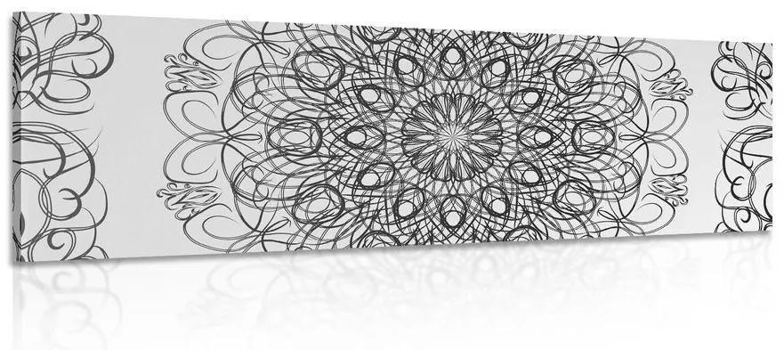 Obraz abstraktní květinová Mandala v černobílém provedení Varianta: 135x45