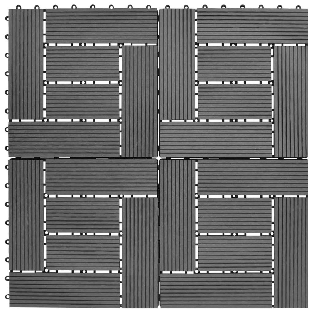 Šedé terasové dlaždice WPC - 11 ks | 30x30 cm 1 m2