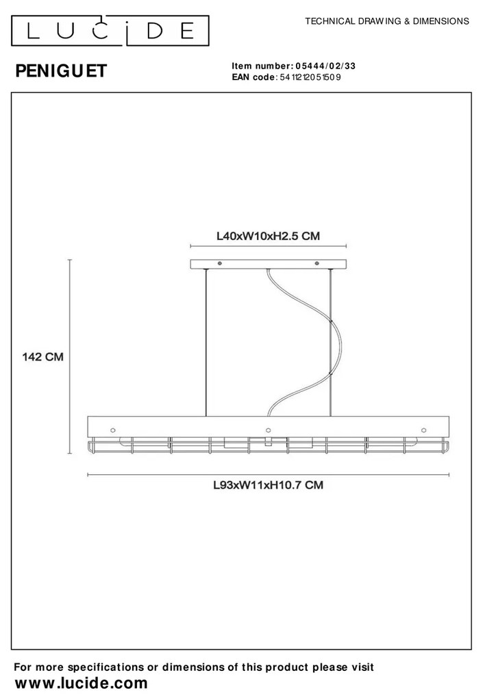 Lucide 05444/02/33 závěsné svítidlo Peniguet zelené, 2xE27, 93cm