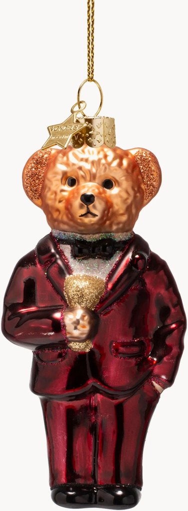 Ručně foukaná vánoční ozdoba Bear In Clothes