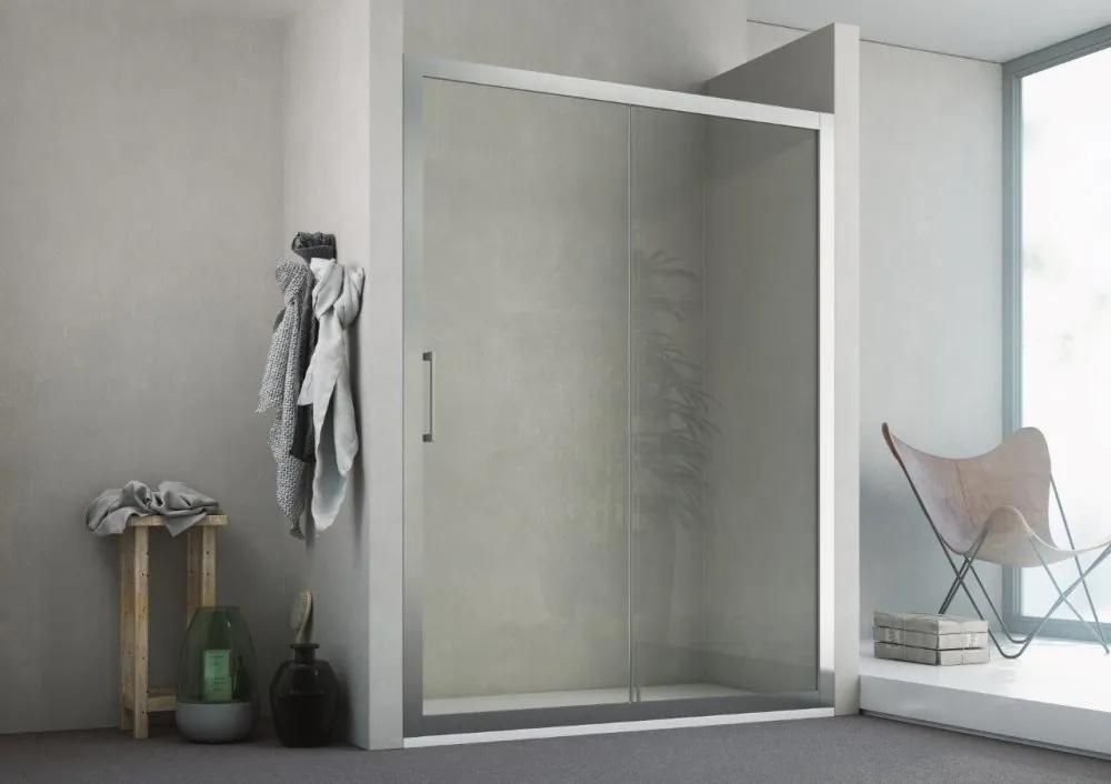 FORTE Sprchové dveře oxi.SLIDE N1FS BARVA rámu - Bílá, Rozměr A - 140 cm, Výplň - Acidato bezpečnostní sklo - 6 mm BSLX204293501