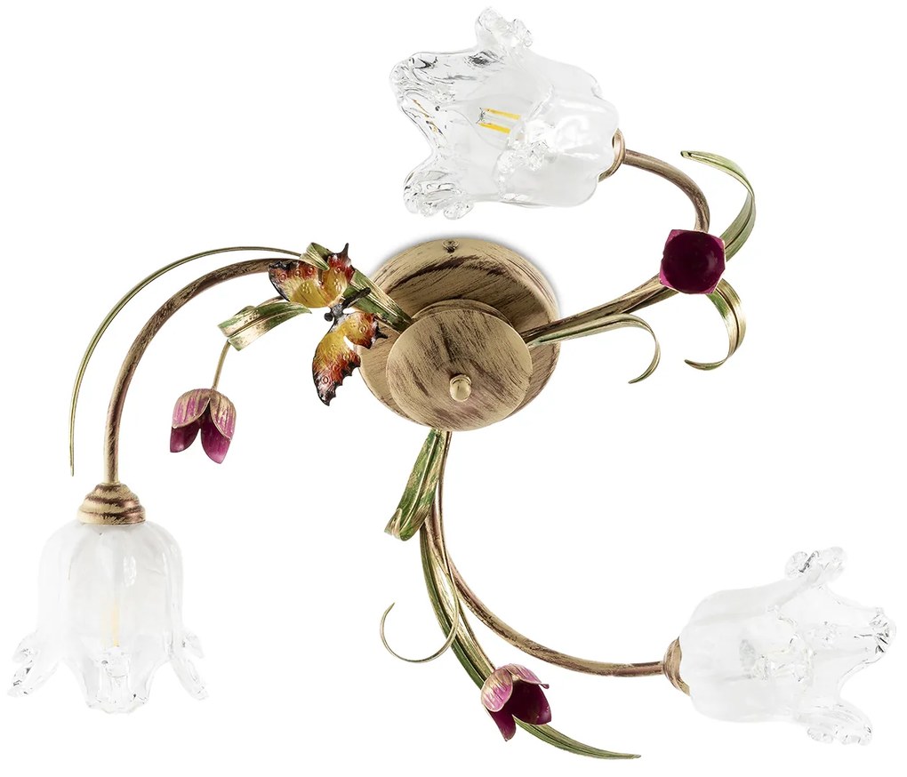 Light for home - Stropní svítidlo 473 "TULIPANO", 3X40W, E14, béžová, zelená, měď, růžová