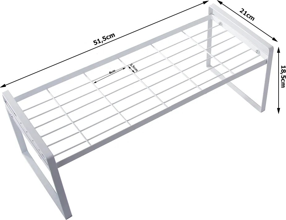 Verk Group Kovová police jednopatrový kuchyňský organizér stojan bílý do kuchyně