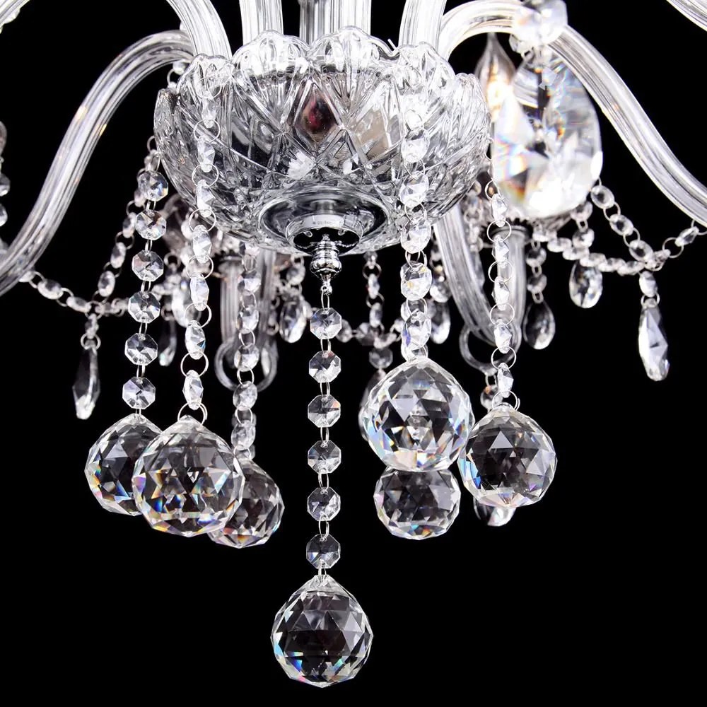 Toolight - Křišťálový závěsný lustr 8xE14 60W, stříbrná, OSW-04600