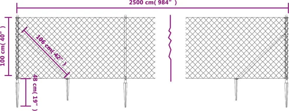 Drátěné pletivo s kotevními hroty zelené 1 x 25 m 153929