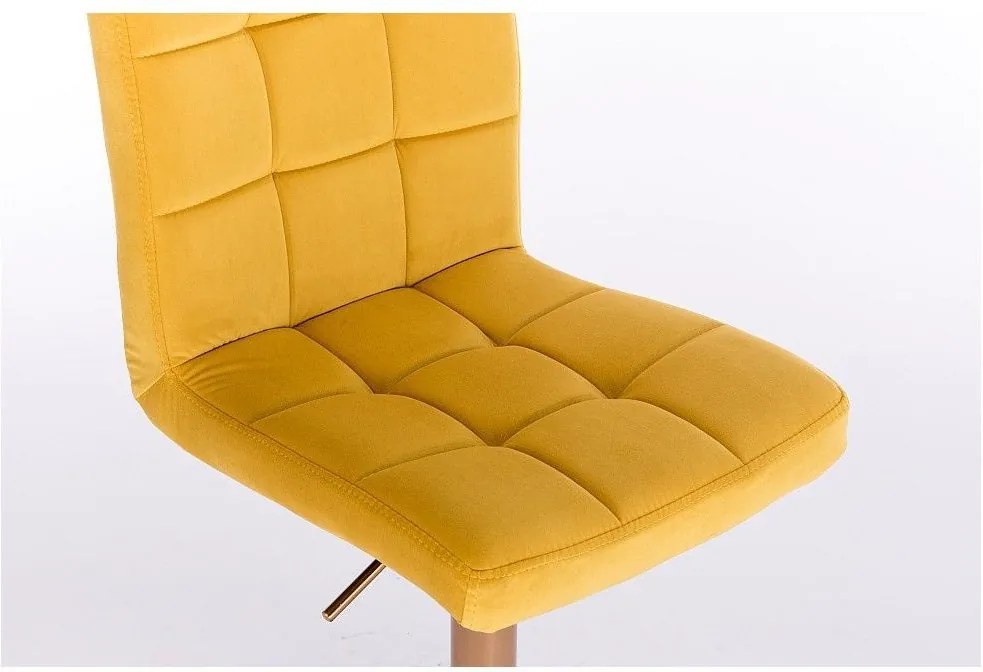 LuxuryForm Barová židle TOLEDO VELUR na zlatém talíři - žlutá