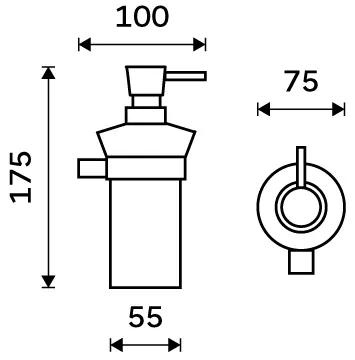Nástěnný dávkovač tekutého mýdla keramický, držák černý a chrom NIMCO NAVA NA 28031KU-T-b