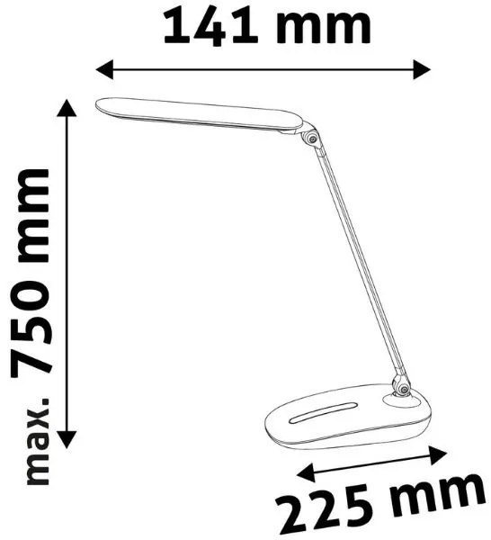 Výkonná, plynule stmívatelná LED stolní lampa 10W 600lm denní světlo, bílá