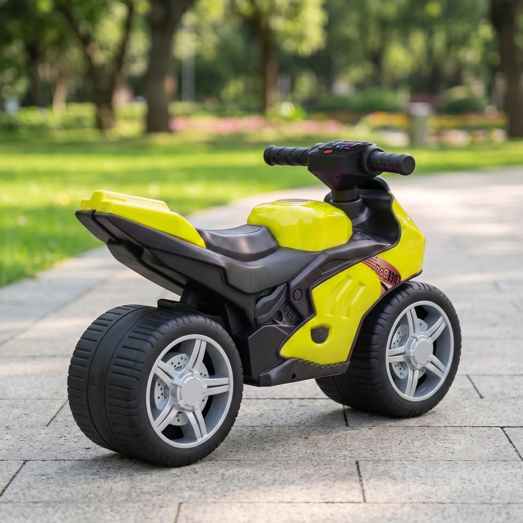 AIYAPLAY odrážedlo-motorka bez pedálů s hudbou a extra širokými koly pro děti od 18 do 36 měsíců, zelené