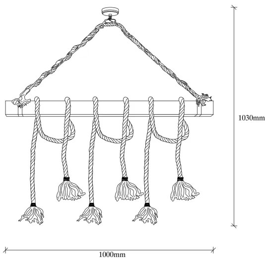 Lustr na lanku EREBOS 6xE27/40W/230V hnědá