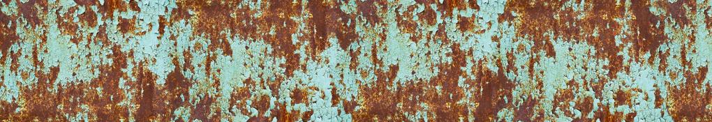 DIMEX | Fototapeta do kuchyně Rez na starém barevném kovu KI-350-268 | 350 x 60 cm | bronzová, tyrkysová
