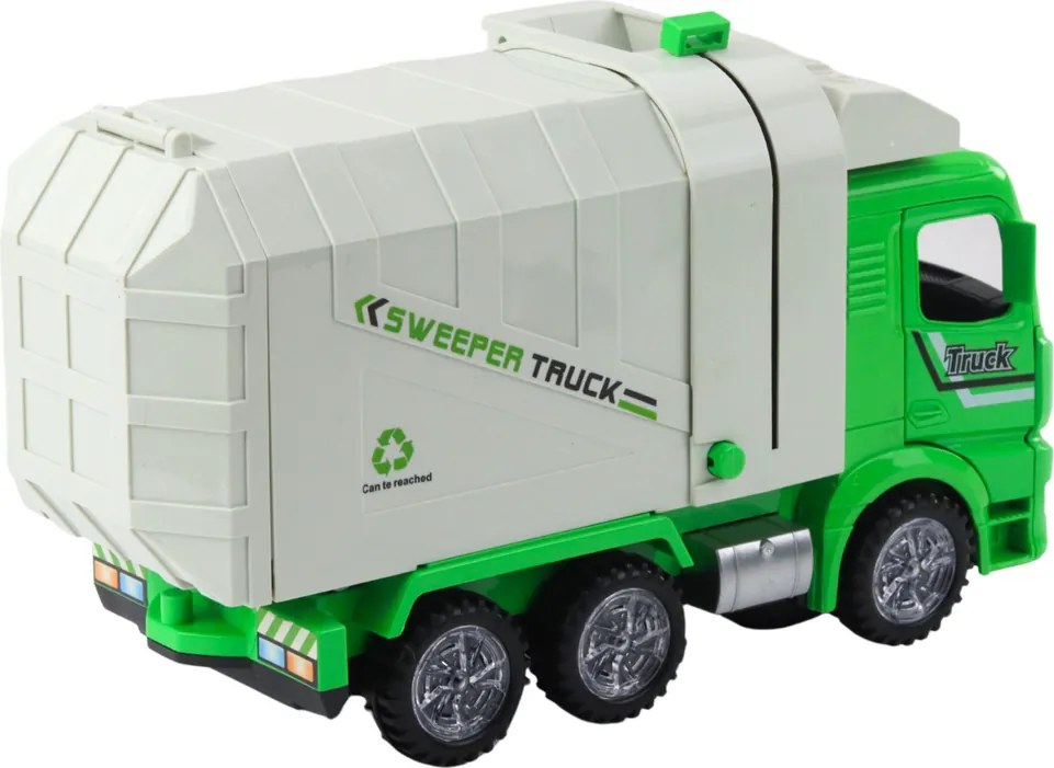 LEAN Toys Popelářské auto městské se světly a zvuky, zelené