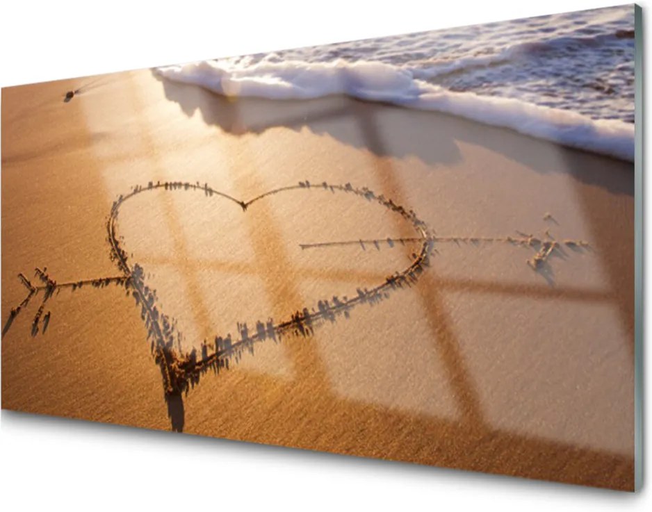 Obraz na skle Pláž Srdce Moře Umění