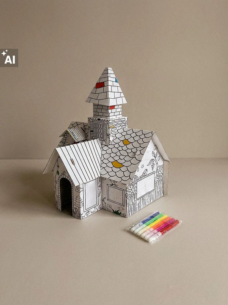 Sinsay - DIY sada na sestavení a vybarvení domečku - vícebarevná