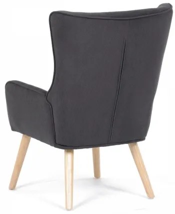 Křeslo ušák potah šedá manšestrová látka dřevěné nohy masiv AK-314 GREY2