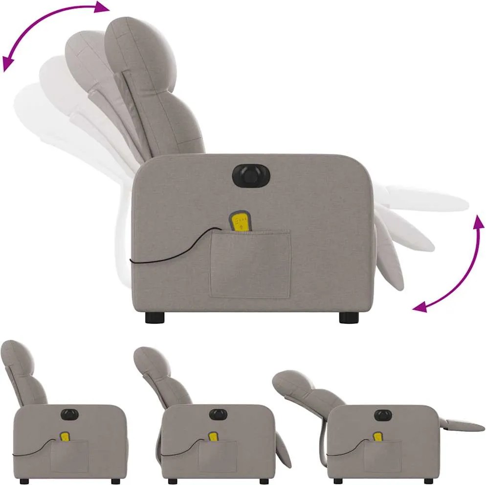 Elektrické masážní polohovací křeslo taupe textil 3206793