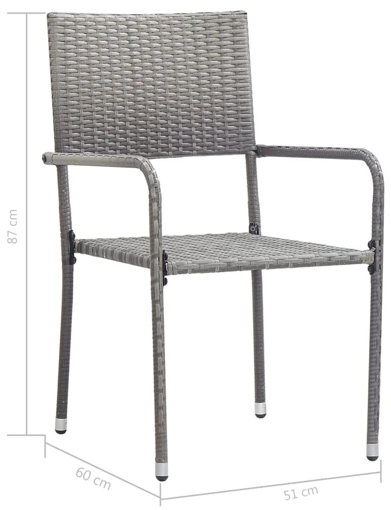 Zahradní jídelní židle 2 ks polyratan šedé - Default Title
