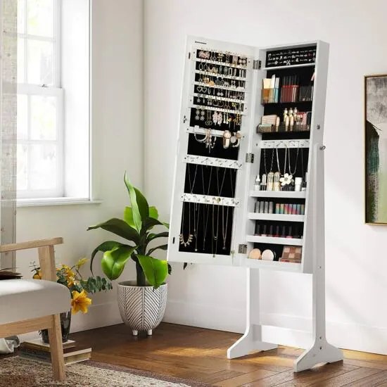 Zrcadlová skříňka se 2 samostatnými organizéry na make-up, bílá