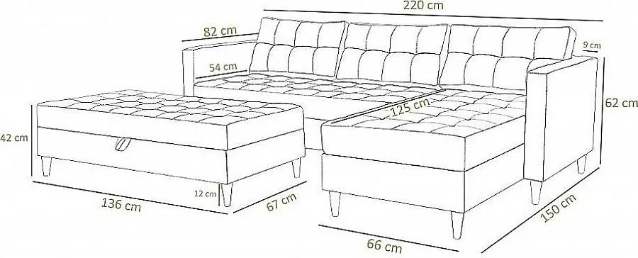 Casarredo - Komfort nábytek Rohová sedačka a taburet FELICIA výběr látek SK2 | potah: bahama 12