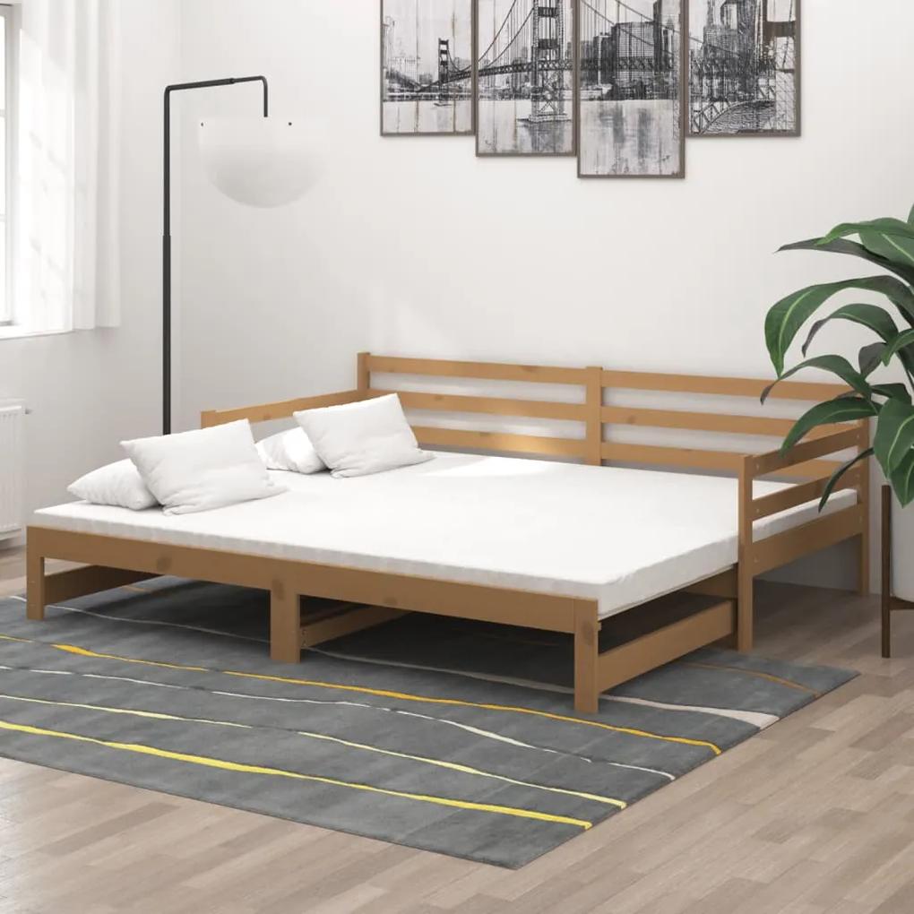3083662 vidaXL Výsuvná denní postel 2×(90×200 cm) medová masivní borové dřevo